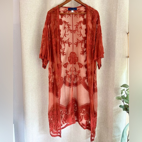 Francesca's Collections | Kimonos & Yukatas | Rusty Copper Lace Kimono ...